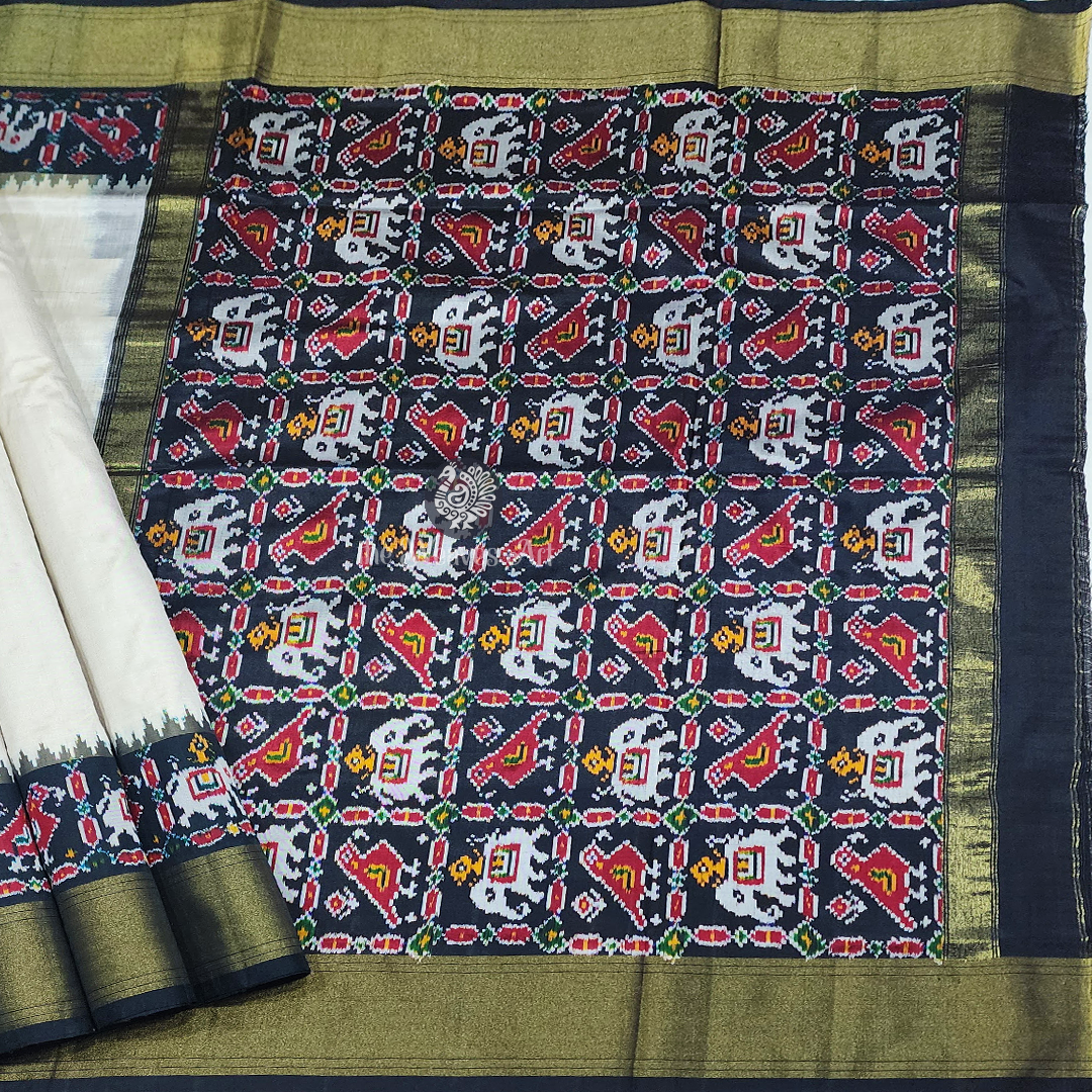Nithila - Pochampally Patola Ikkat Silk Saree with Kunjar Popat Motifs